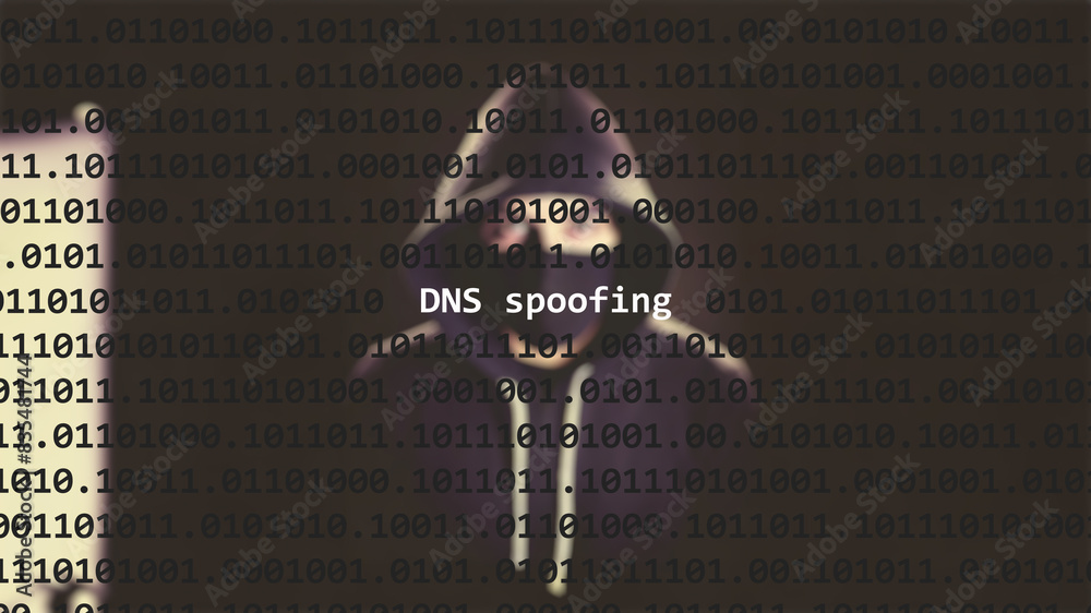 Cyber attack dns spoofing text in foreground screen, anonymous hacker ... Cyber attack dns spoofing text in foreground screen, anonymous hacker ...