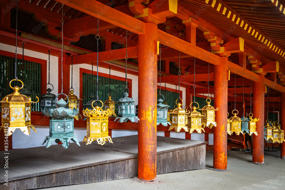 kasuga taisha shrine, nara, temple, bronze lanterns, park, japan, asia ...