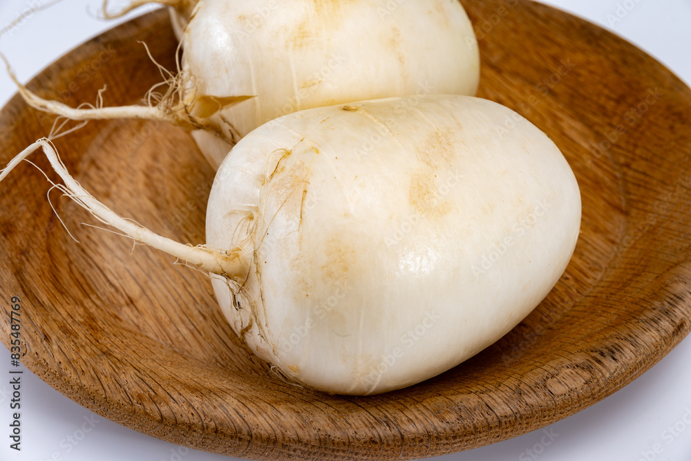 Daikon or mooli Raphanus sativus longipinnatus, mild-flavored winter ...