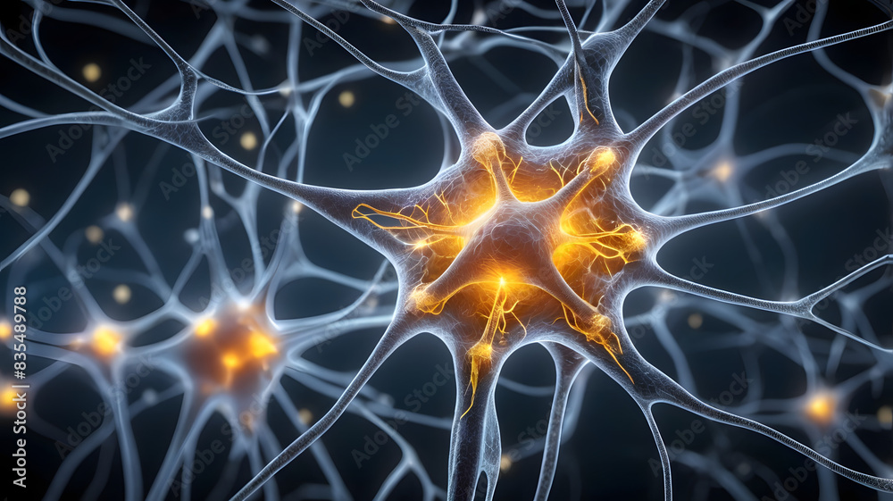 neurons in brain shown transmitting messages continuously connected ...