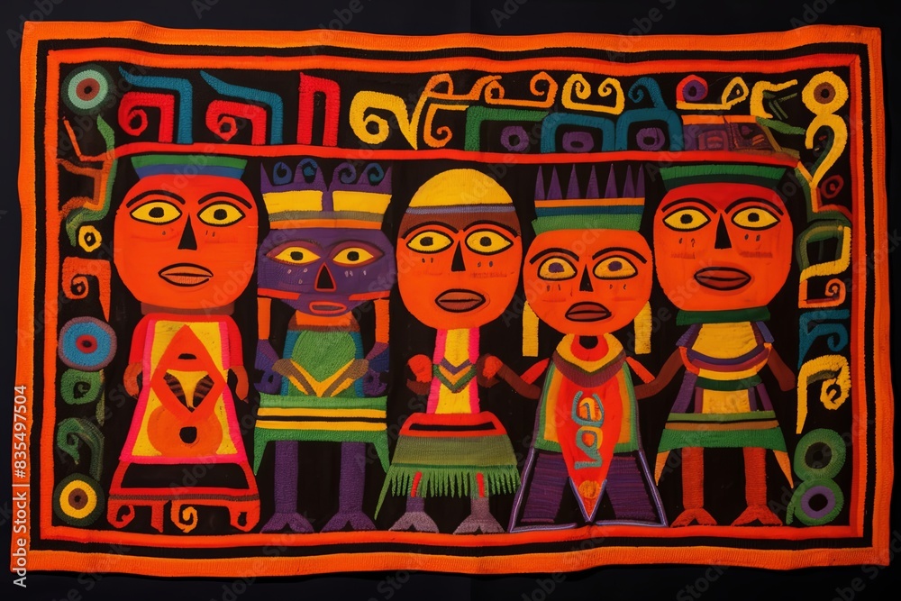 Exceptional and authentic MOLAS. Indian textile tapestry of Kuna women ...