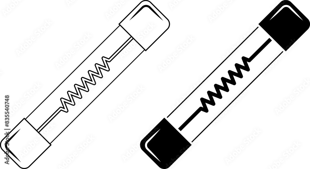 Poster outline silhouette electrical fuse icon set – Muurposter ...