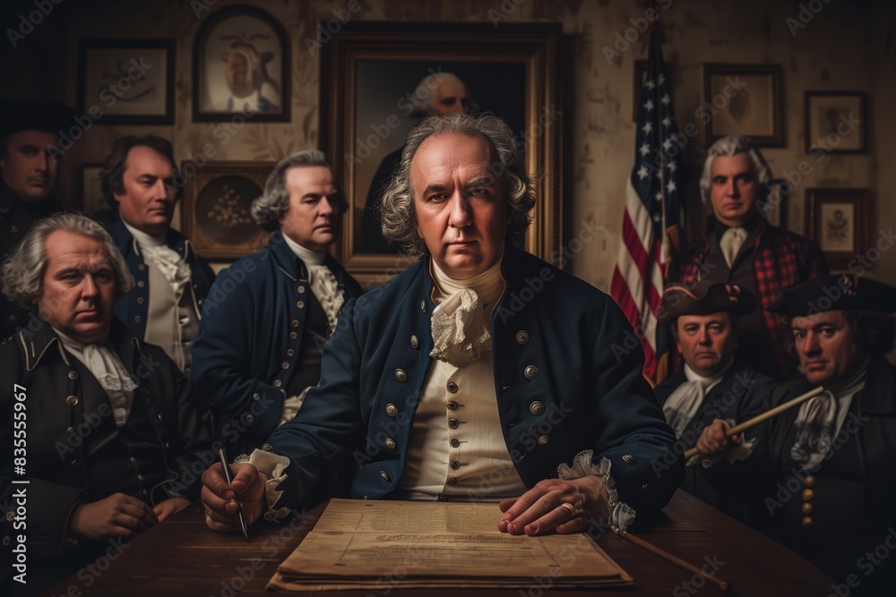 A historical reenactment of the signing of the Declaration of ...