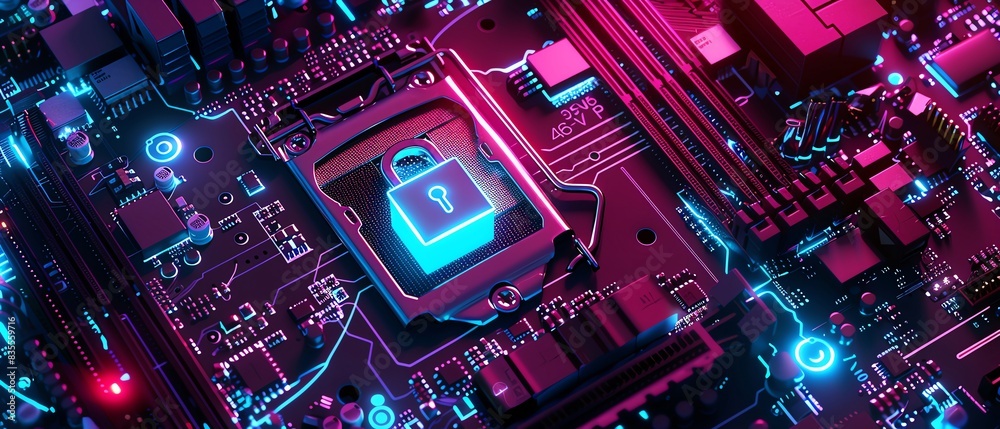 Secure connection visuals with motherboard and lock, highlighting ...