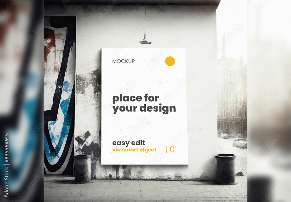 Graffity Alley Poster Billboard Mockup Generative Ai Stock Template ...