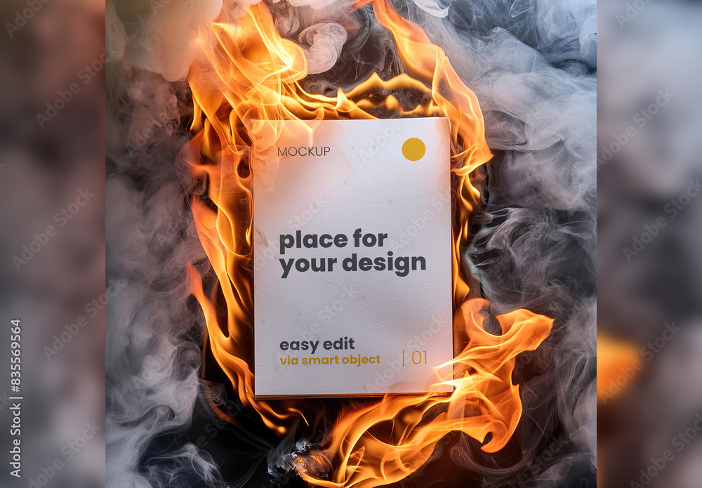 Page Poster Mockup Set on Fire Generative Ai Stock Template | Adobe Stock