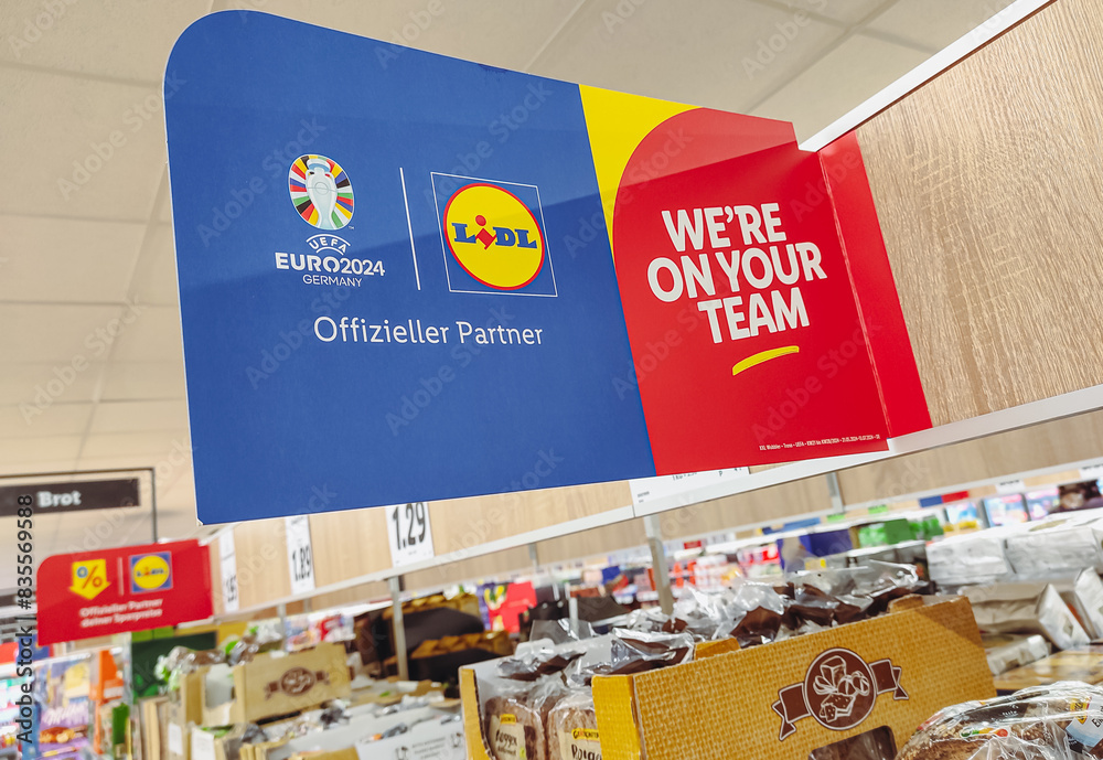 Advertising banner "Lidl - Official partner of the UEFA EURO 2024 in ...