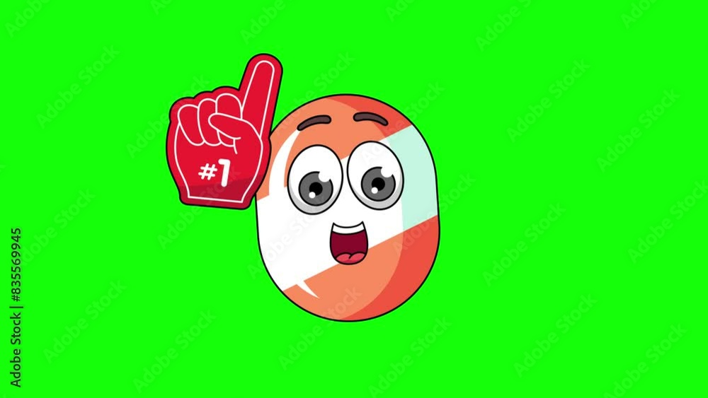 number 1 fan candy cartoon emoticon, looping animation Stock 비디오 ...