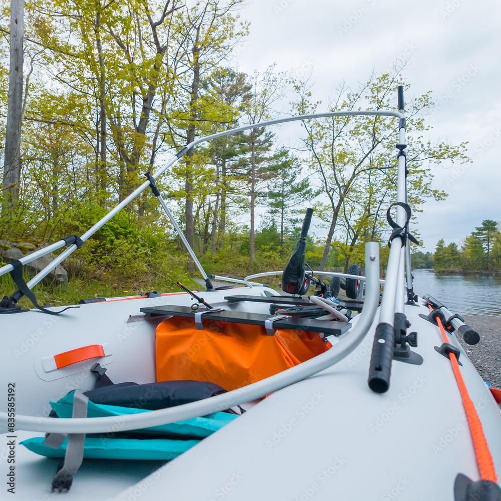 Inflatable PVC boat catamaran for fishing and hunting preparation ...