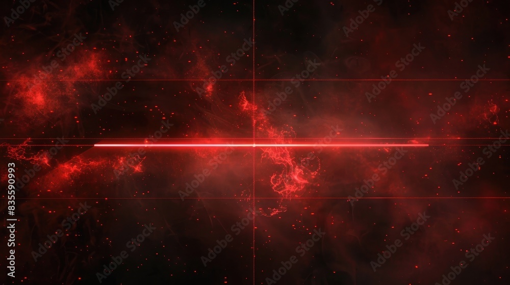abstract background with laser crosshair, dust and smoke, red glowing ...