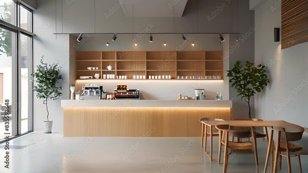 Modern Minimalist Coffee Shop Interior Design with Ai generated. Stock ...