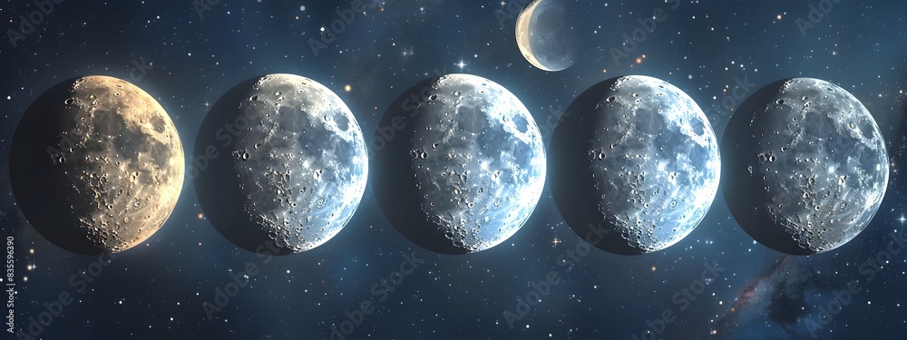 Lunar Phases Sequence Showcasing the Changing Celestial Cycles of the ...