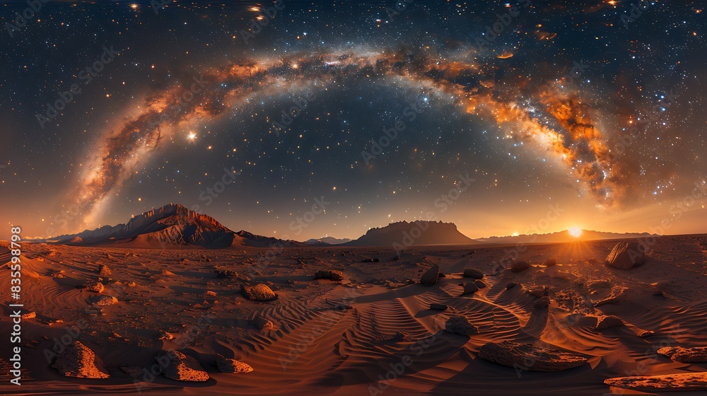 stunning view of the Milky Way galaxy from the surface of Mars with the ...