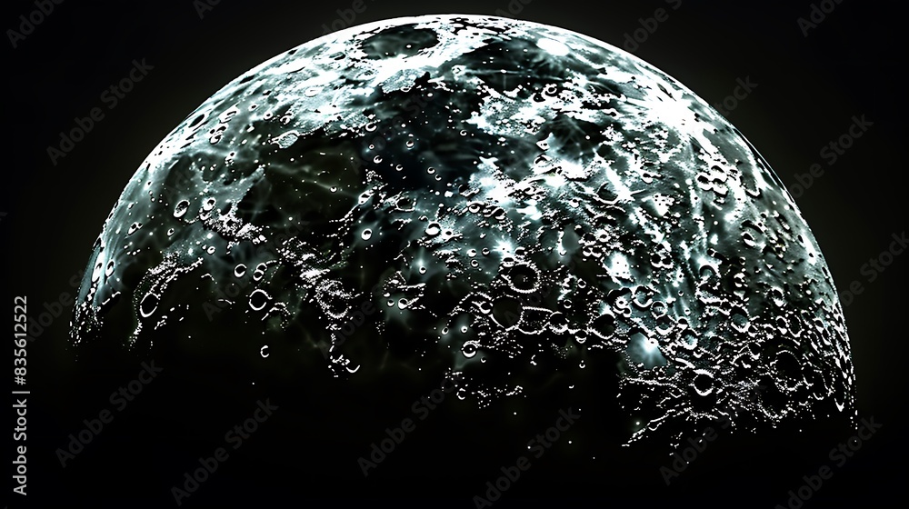 artistic photograph of the Last Quarter Moon showing half of its ...