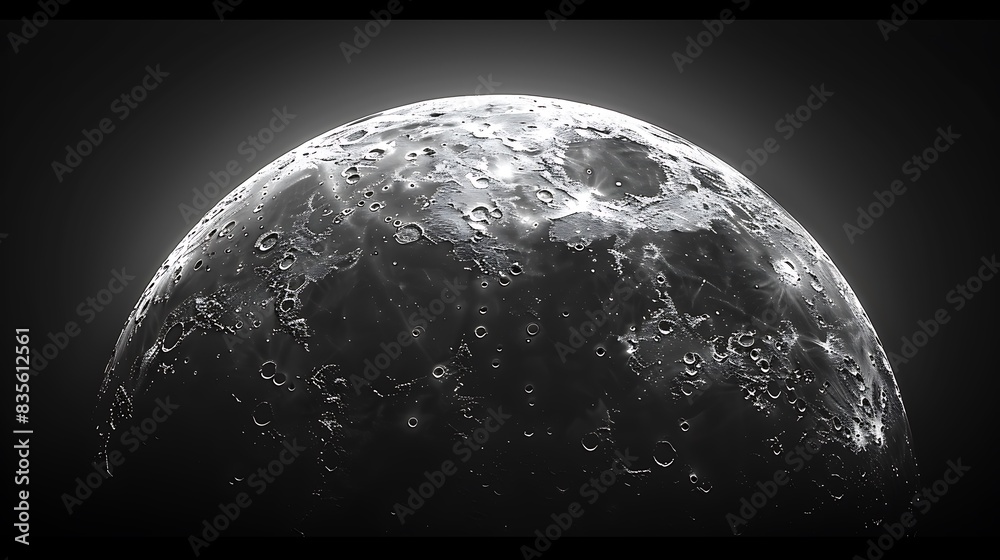 artistic photograph of the Last Quarter Moon showing half of its ...
