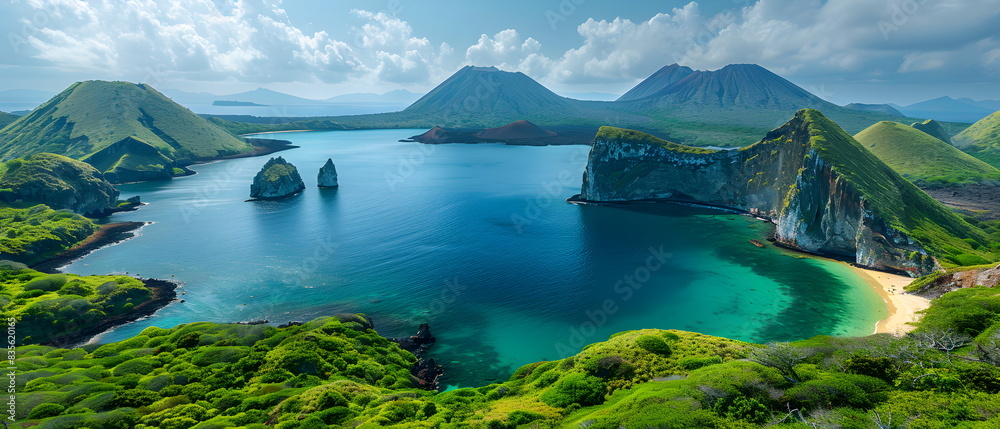 8k, Top view widescreen of Seascape The wonders of the Galapagos ...