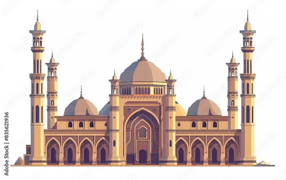 8-bit pixel mosque, pixel art vector illustration. isolated on white ...