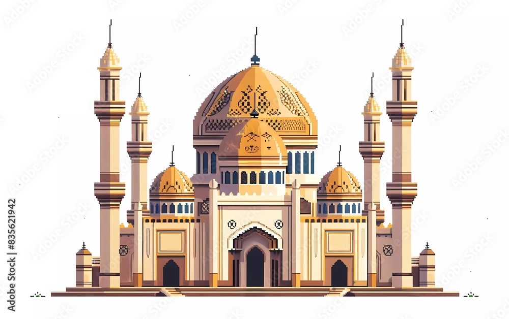 8-bit pixel mosque, pixel art vector illustration. isolated on white ...