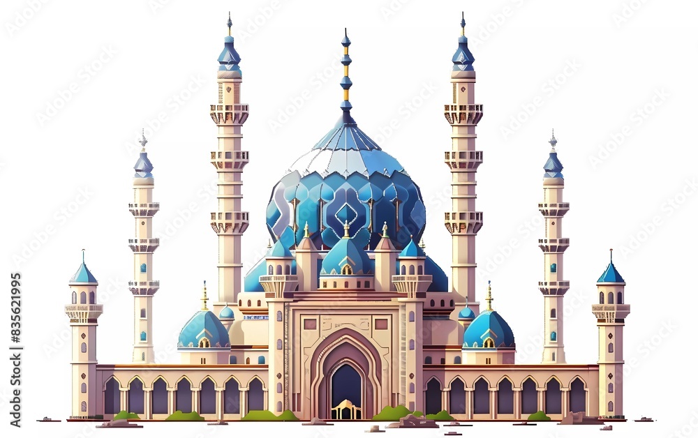 8-bit pixel mosque, pixel art vector illustration. isolated on white ...