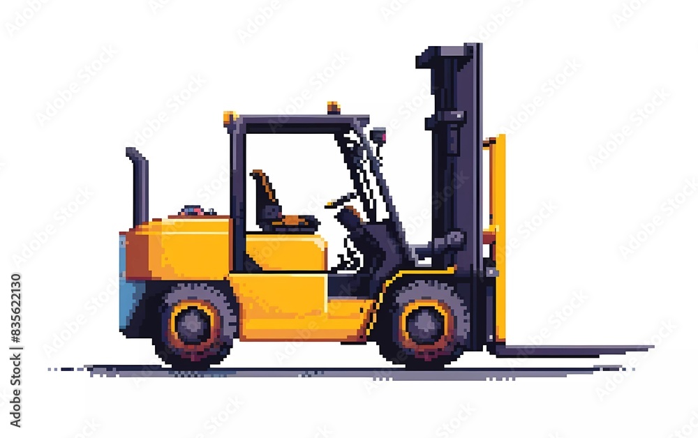 8-bit pixel forklift, pixel art vector illustration. isolated on white ...