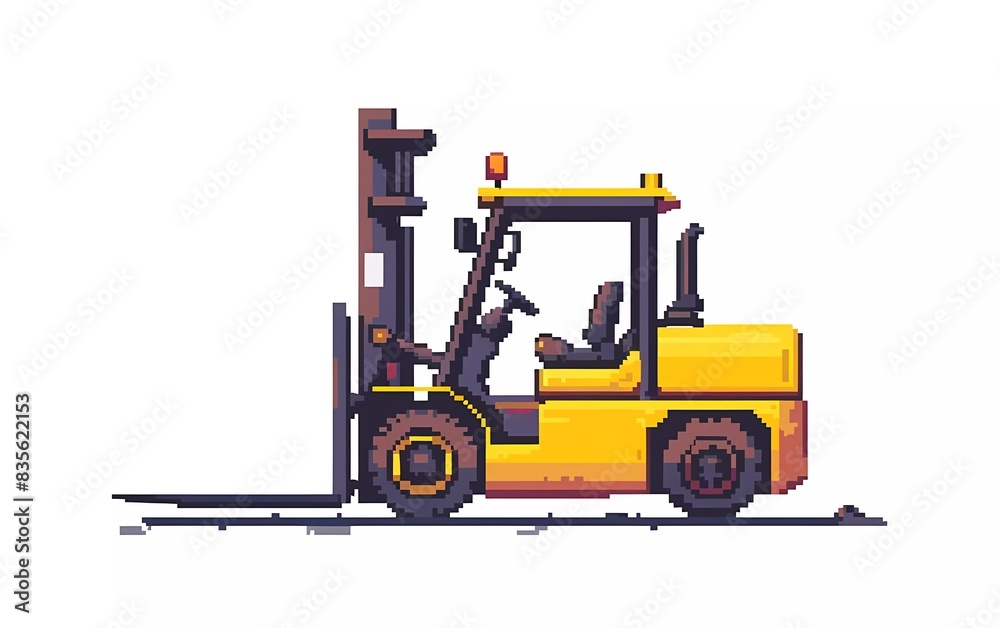 8-bit pixel forklift, pixel art vector illustration. isolated on white ...