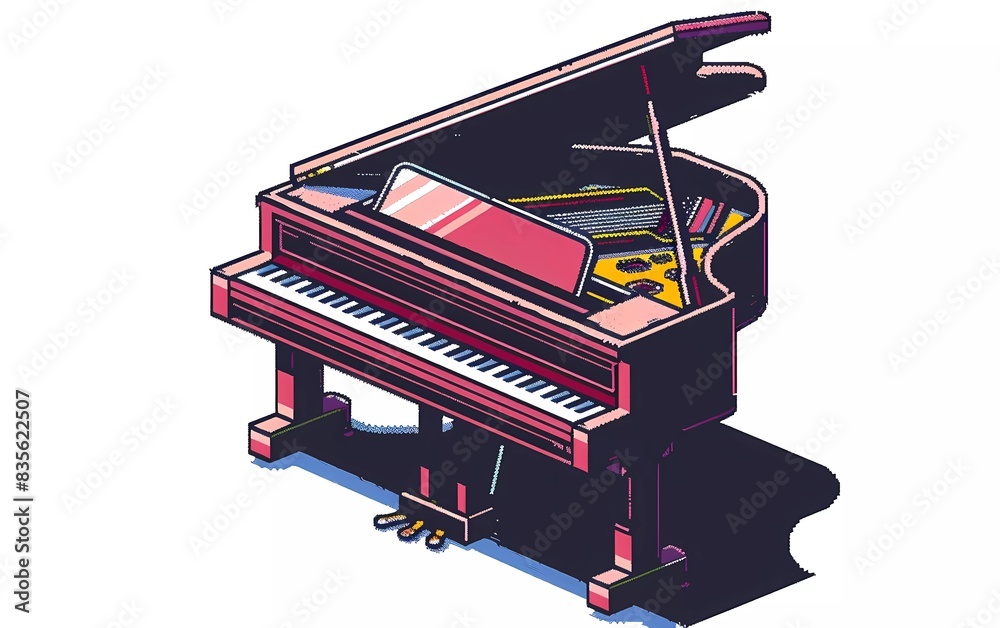 8-bit pixel piano, pixel art vector illustration. isolated on white ...