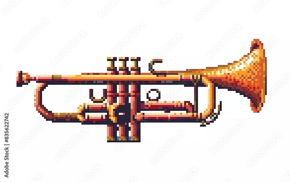 8-bit pixel trumpet, pixel art vector illustration. isolated on white ...