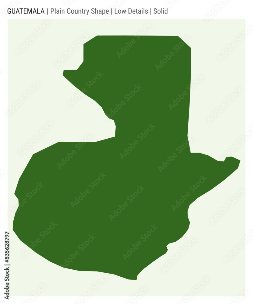 Guatemala plain country map. Low Details. Solid style. Shape of ...