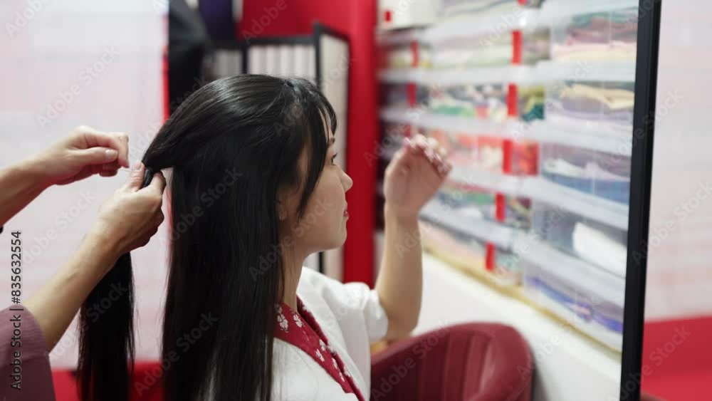 A young woman in her twenties, wearing traditional Ryusou, is having ...