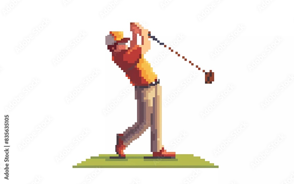 8-bit pixel golf player, pixel art vector illustration. Stock ...