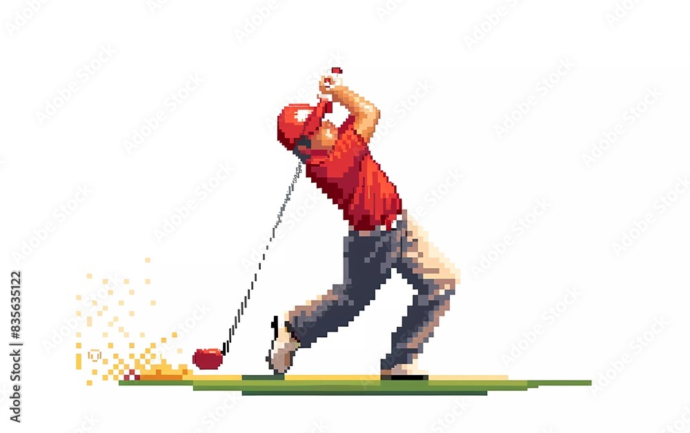 8-bit pixel golf player, pixel art vector illustration. Stock ...