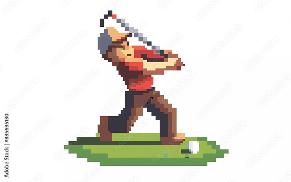 8-bit pixel golf player, pixel art vector illustration. Stock ...