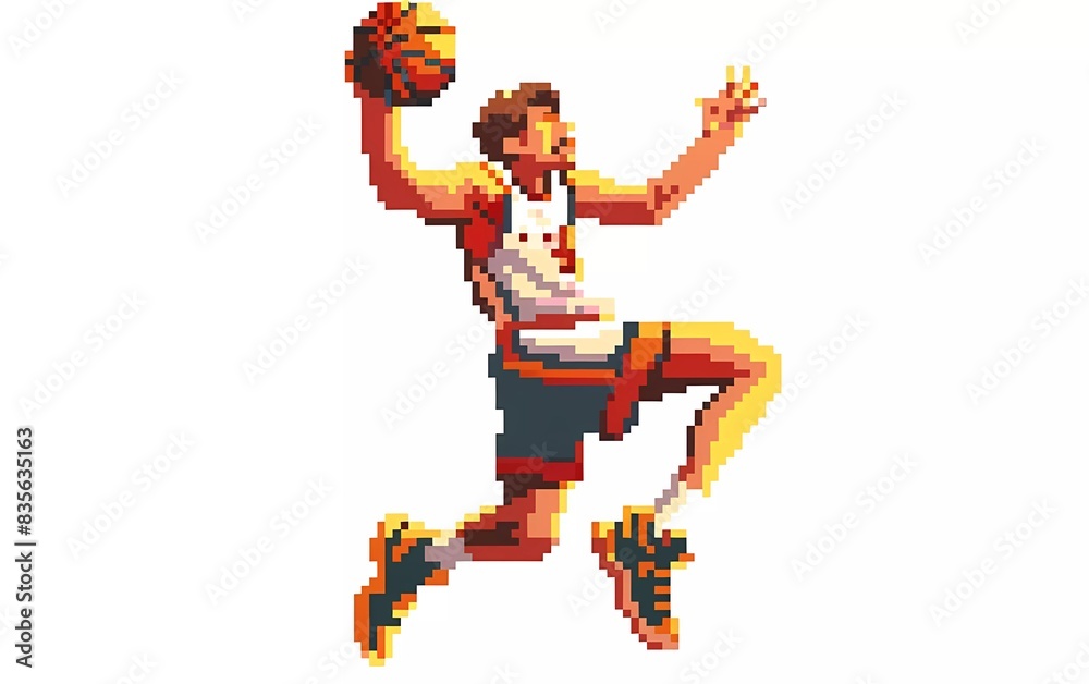 8-bit pixel basketball player, pixel art vector illustration ilustração ...