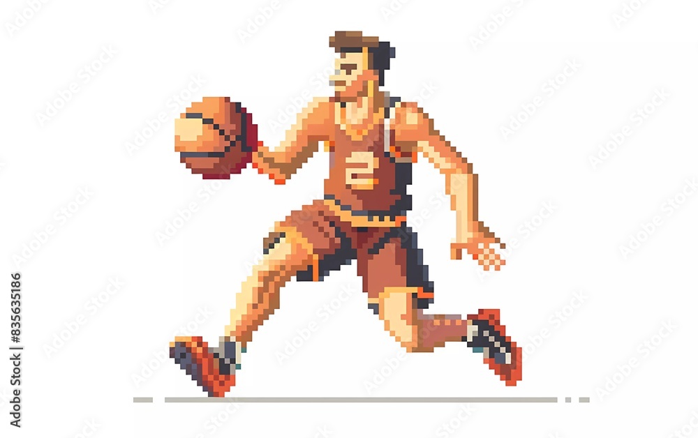 8-bit pixel basketball player, pixel art vector illustration Stock ...