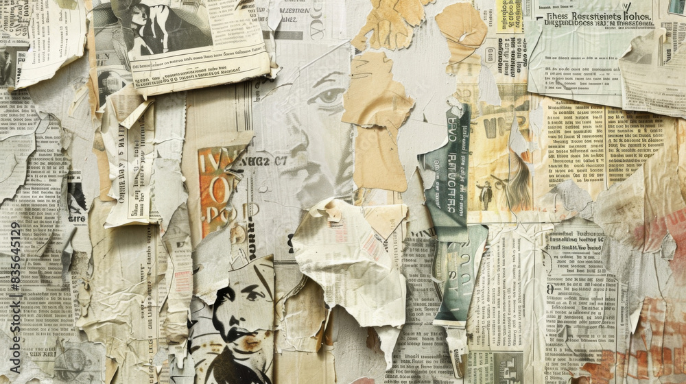 Handcrafted collage using old newspapers with a variety of fonts and ...