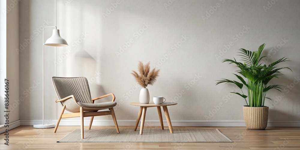 Minimalist nomadic interior background with a modern Scandinavian style ...