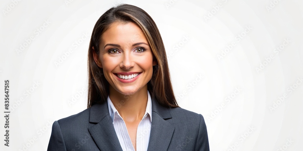 Isolated professional photography of a smiling business woman in a suit ...