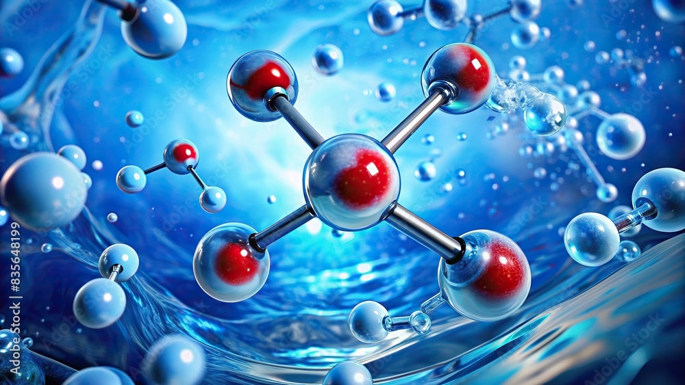 Chemical formula for H2O with hydrogen atoms attached to oxygen atom ...