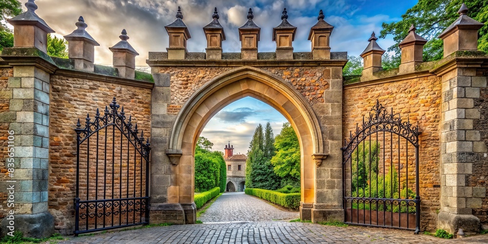Castle gate made of arches and iron , medieval, historic, fortress ...