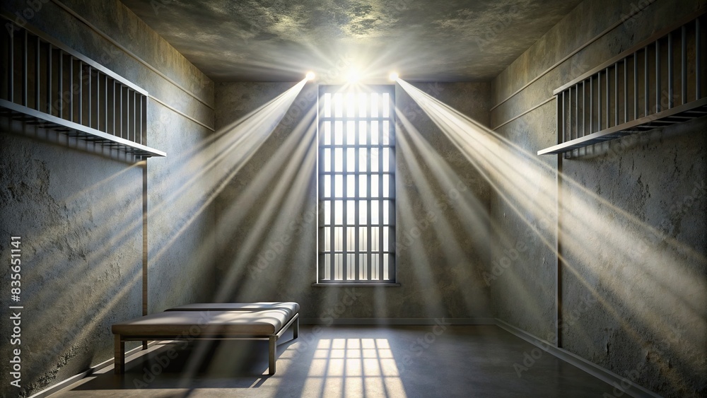 Image of a prison cell with a beam of sunlight shining through the window, symbolizing ...