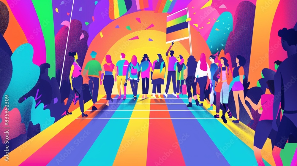 A vibrant vector illustration showcasing the solidarity of the LGBTQ+ ...