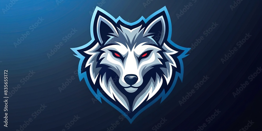 Esport wolf logo on white background side view, with a stylized of a ...