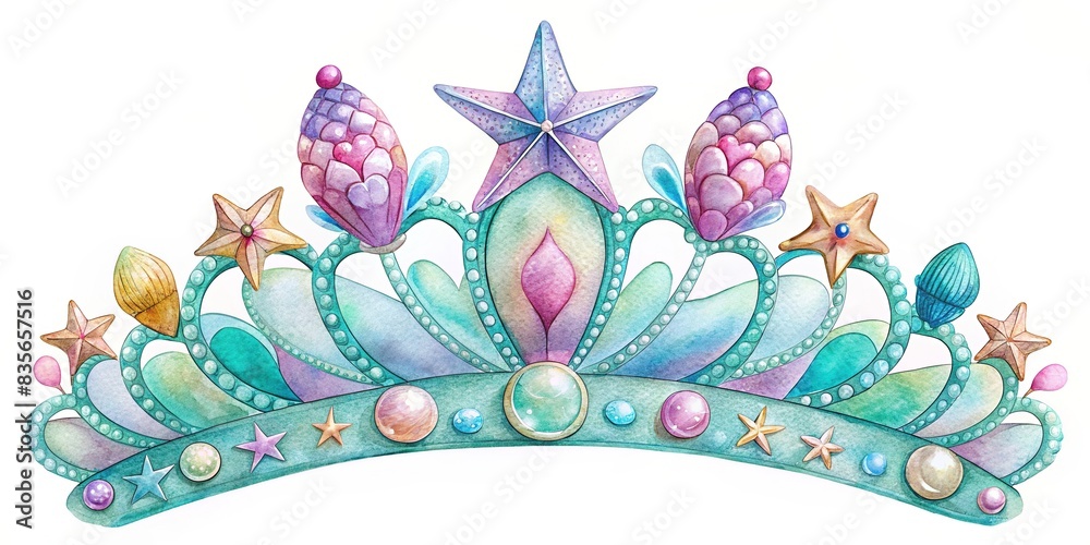 Beautiful watercolor clipart of a mermaid tiara crown, perfect for ...