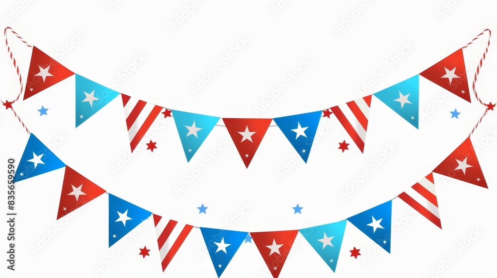 Patriotic bunting flags in red, blue, white - A festive decoration ...