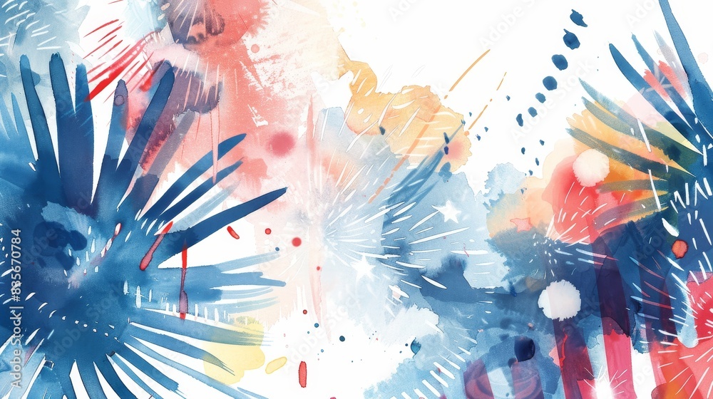 Dynamic blue watercolor fireworks explosion - A stunning blue-themed ...