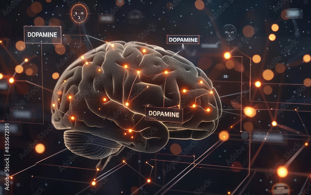 A human head with the brain highlighted, showing signs of frontal lobes ...