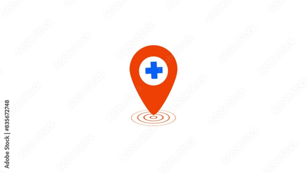 Hospital pin icon, hospital map point animation. location pin. Stock ...