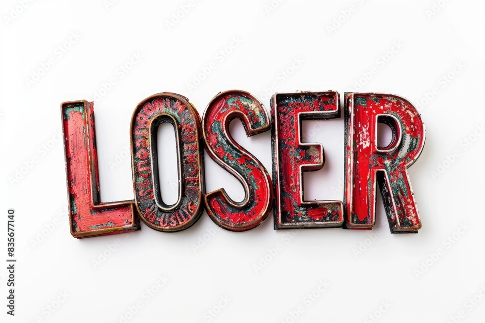 Unsuccessful message, text loser in bold font, portraying the concept ...