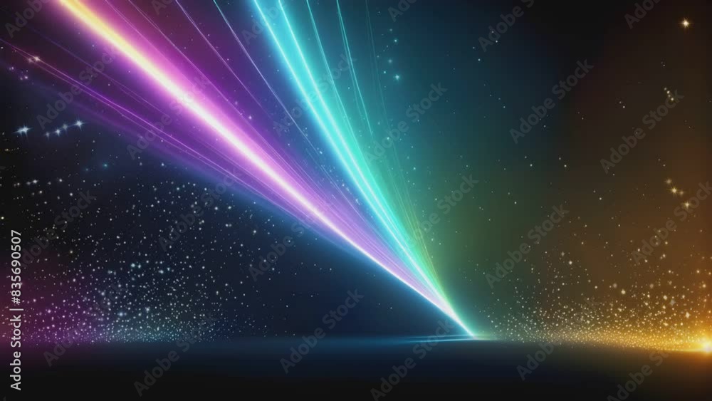 Volumetric lights in the dark, lights from Down soft optical lens flares shiny animation art ...