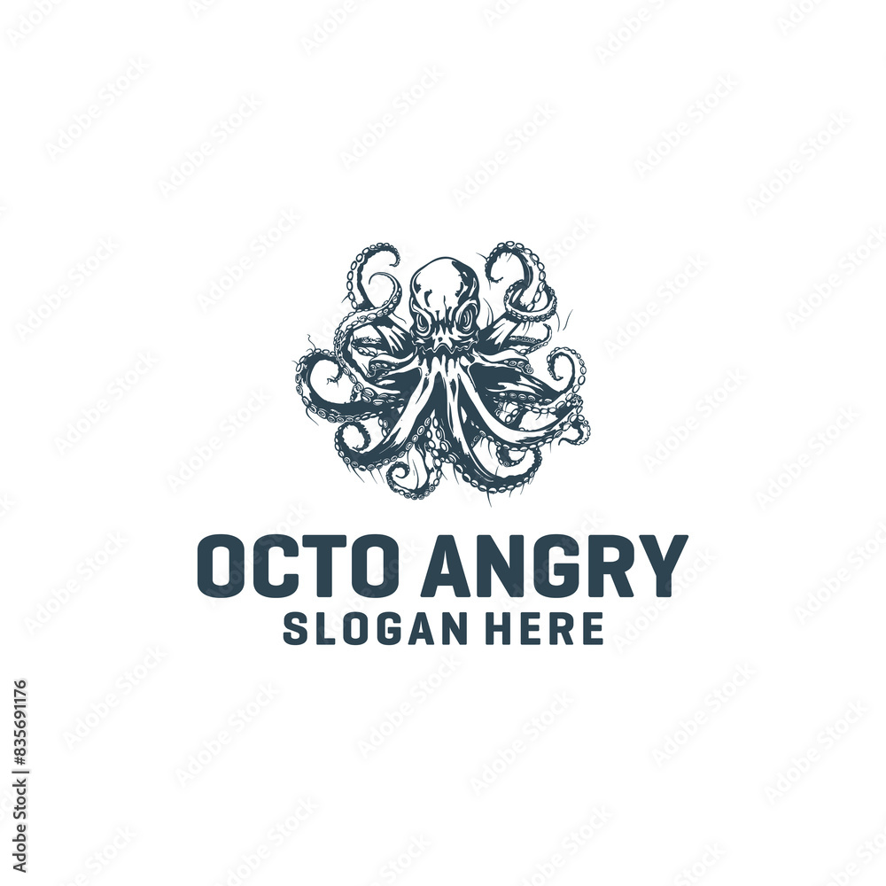 Angry octopus logo vector illustration Stock Vector | Adobe Stock